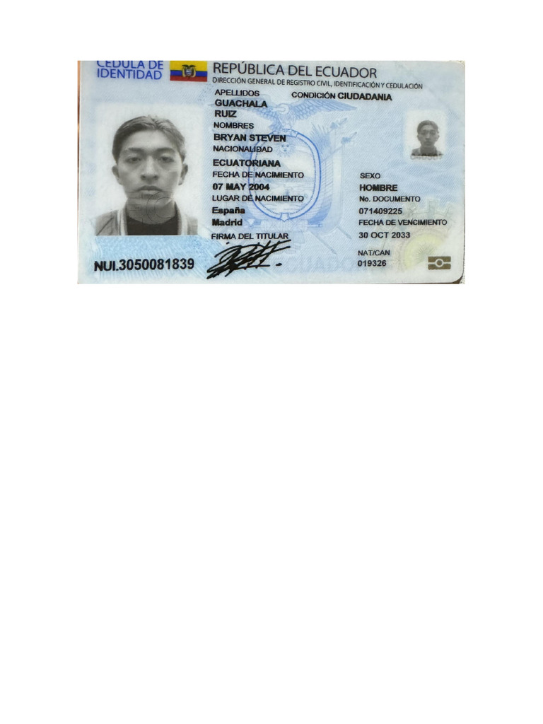 Cedula Bryan Steven | PDF