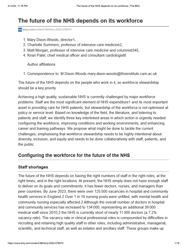 The Future of The NHS Depends On Its Workforce | PDF | National Health ...