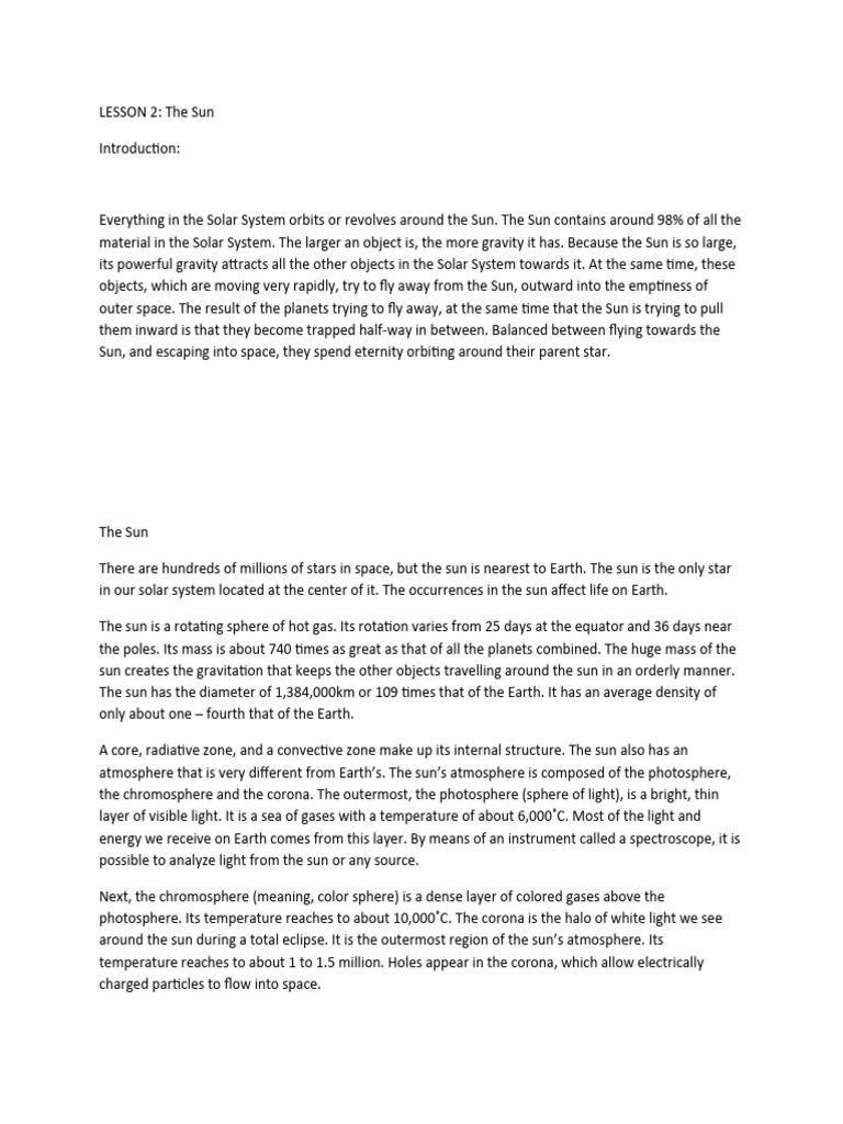 Lesson 2 - The Sun | PDF | Sun | Solar Flare