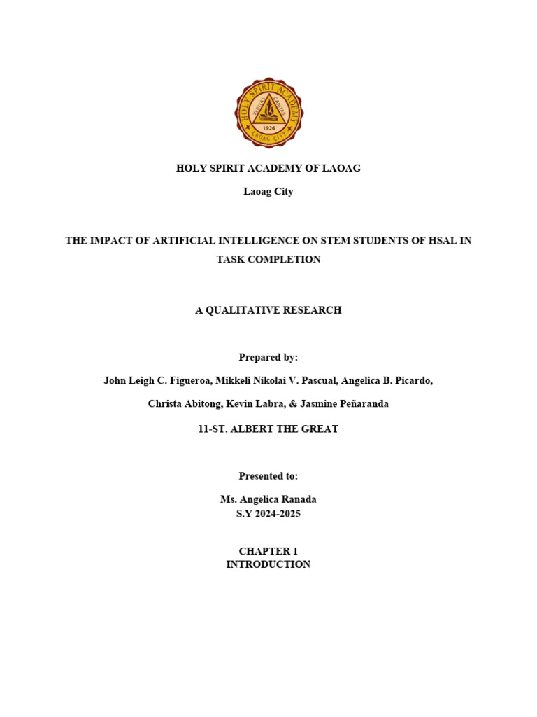 The Impact of AI On STEM Students of HSAL in Task Completion | PDF ...