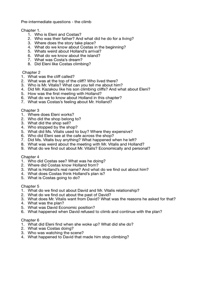Preguntas Chapter 1-6 The Climb | PDF