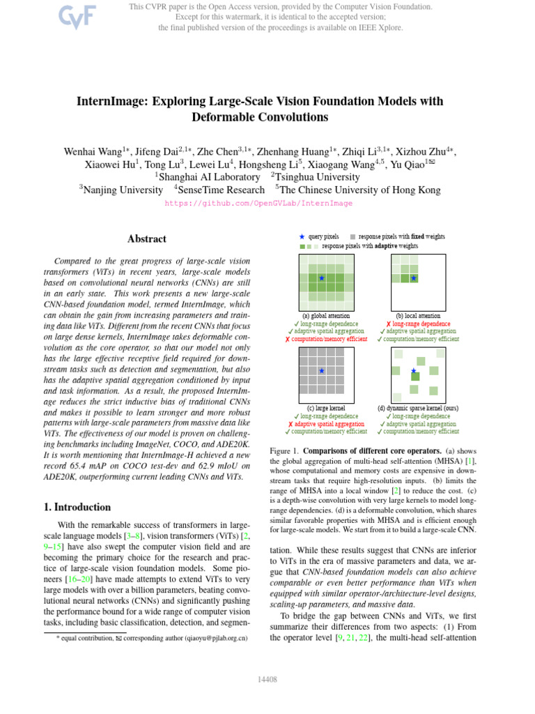 InternImage: Large-Scale Vision Model with Deformable Convolutions | PDF | Cognitive Science ...