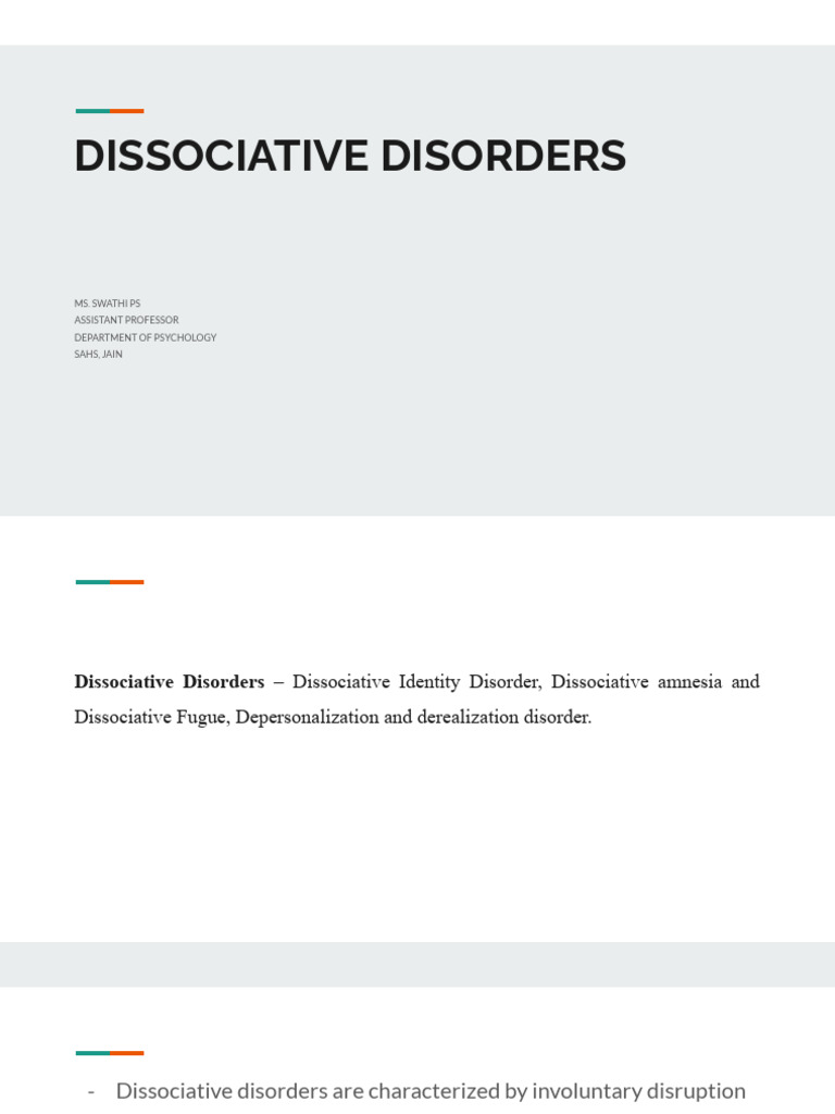 Dissociative Disorders-1 | PDF | Dissociation (Psychology ...