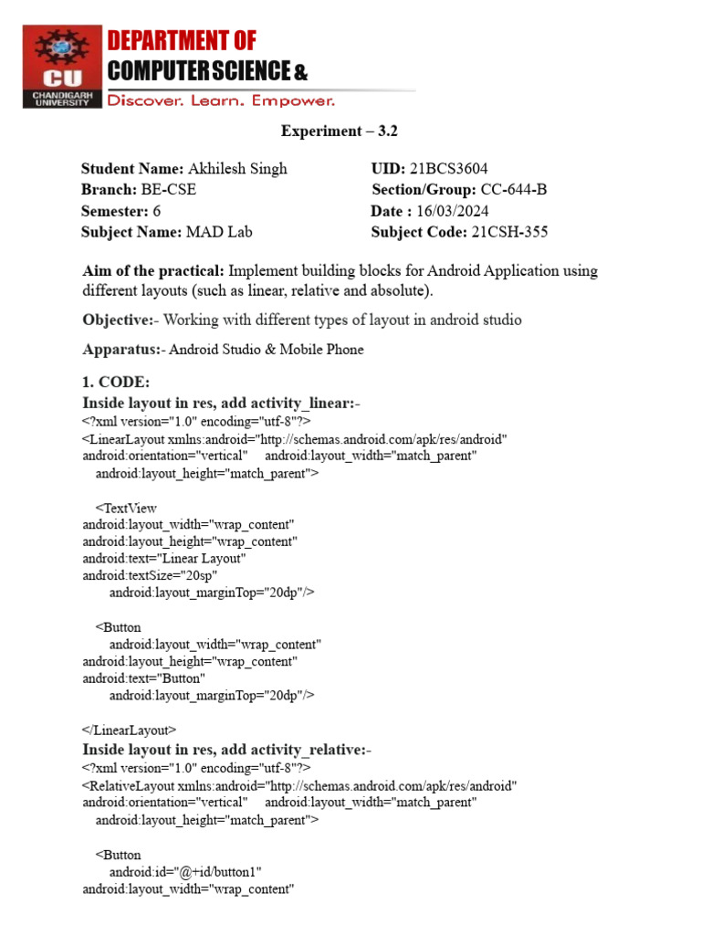 Science Computer: Department of | PDF | Android (Operating System ...