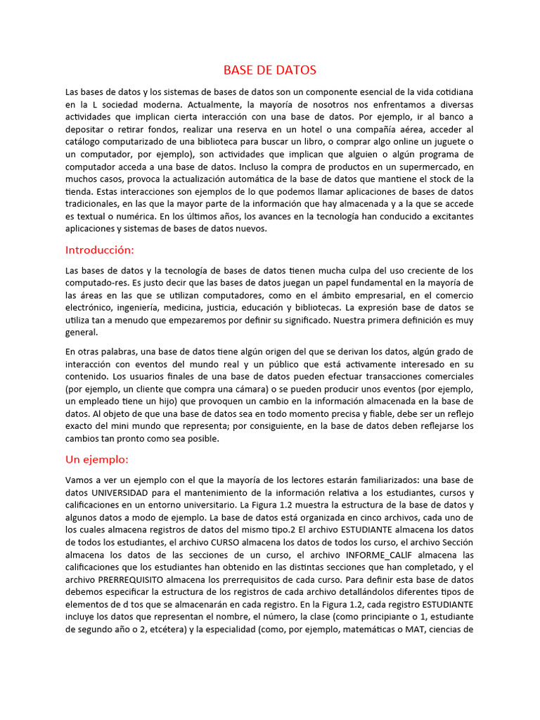 Avance Base de Datos 2.0 | PDF | Bases de datos | Abstracción