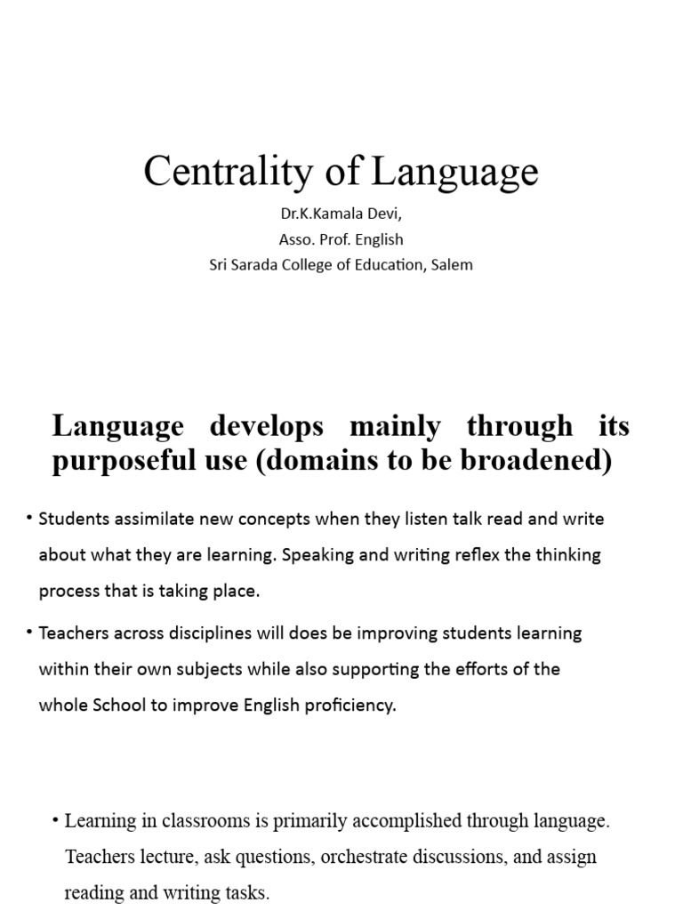 Centrality of Language | PDF | Learning | Teachers