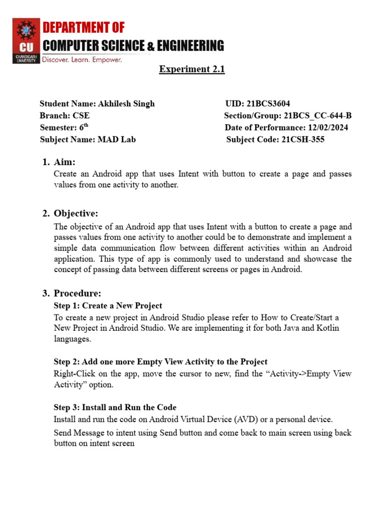 Mad 2.1 | PDF | Android (Operating System) | Java (Programming Language)