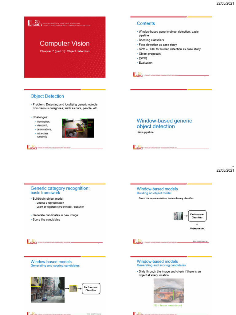 IT5409 Ch7 Part1 Object Detection v2 4pages | PDF | Support Vector Machine | Artificial Intelligence