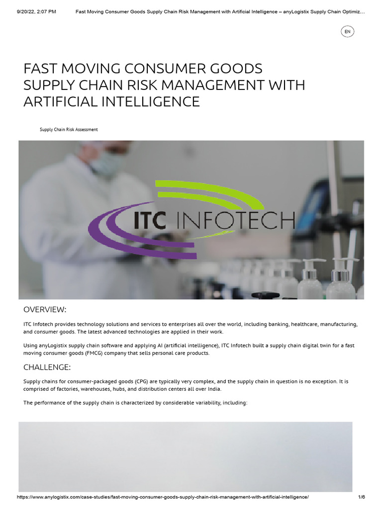 Fast Moving Consumer Goods Supply Chain Risk Management with Artificial ...