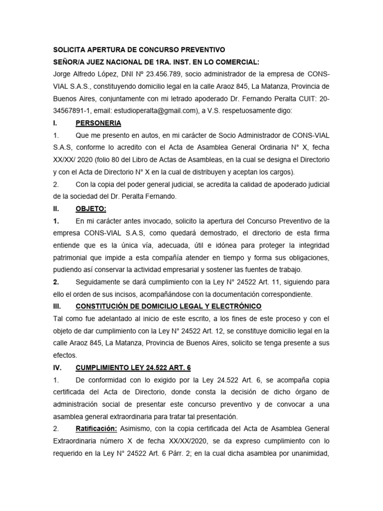 Concursos y Quiebras - TP1 - 100% | PDF | Bancarrota | Derecho Constitucional
