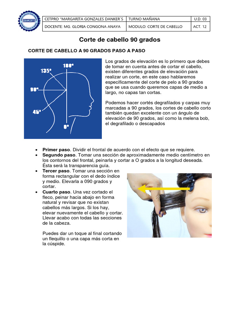 Corte de Cabello a 90 Grados: Guía Paso a Paso | PDF | Pelo