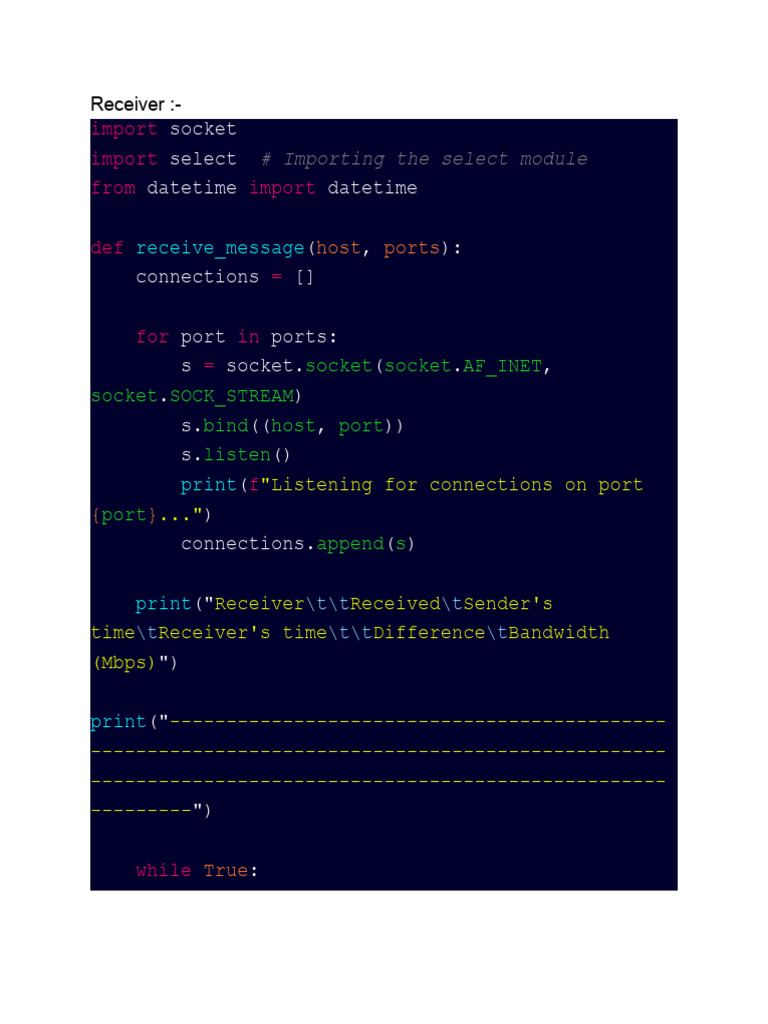 Socket Message Receiver and Sender | PDF | Internet Protocols | Network ...