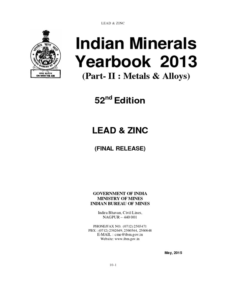Lead and Zinc Resources in India | PDF | Lead | Zinc