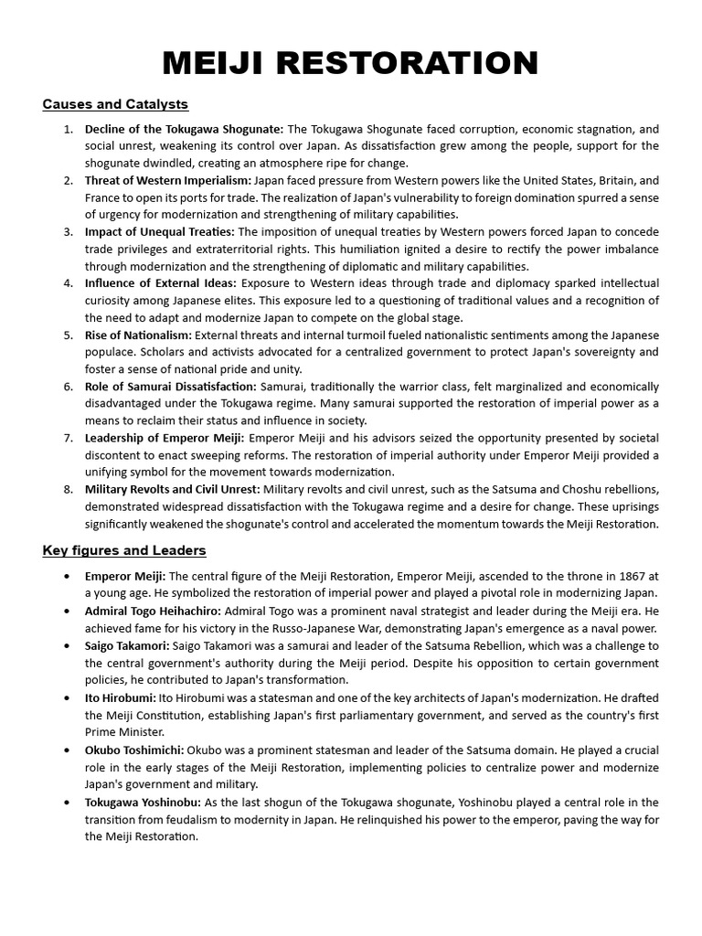 MEIJI RESTORATION | PDF | Japan | Political Science