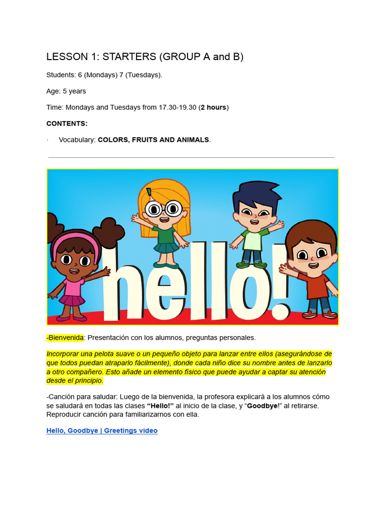 LESSON 1 _ Starters | PDF