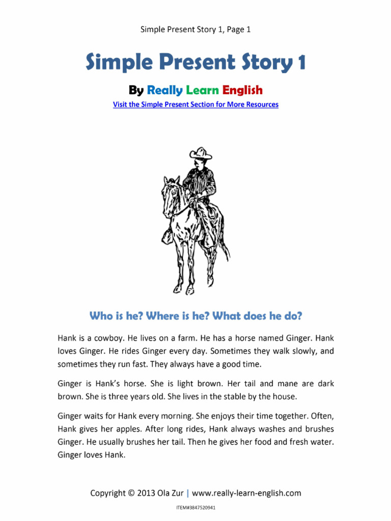 Hank's Story - SImple Present | PDF