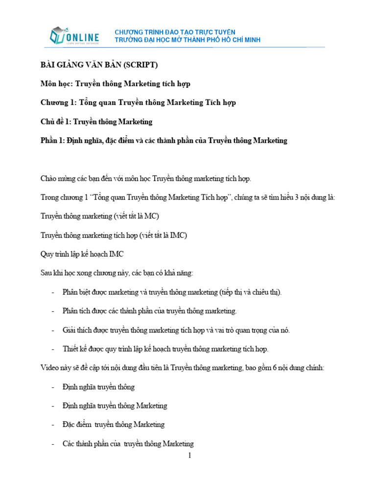 Chuong 1 Chu de 1 Phan 1 | PDF