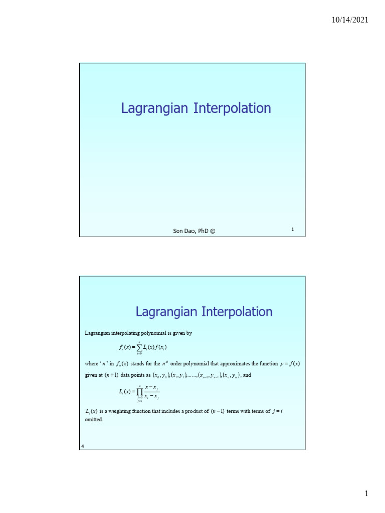 4-3 Lagrangian | PDF | Interpolation | Mathematical Analysis