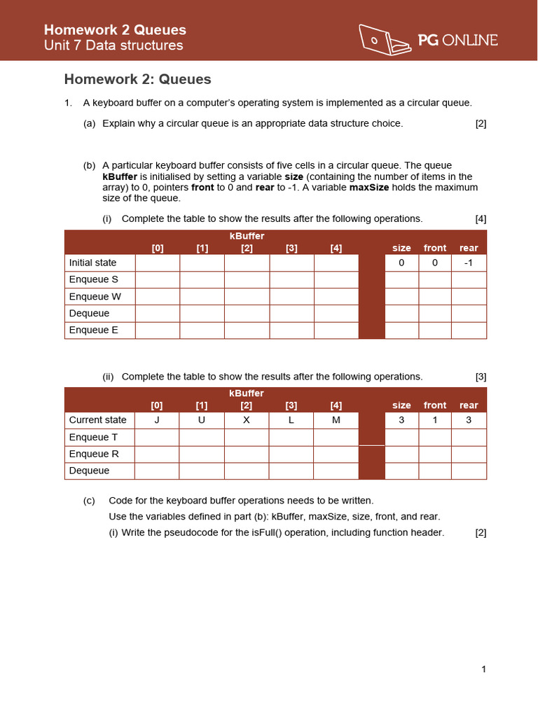 Data Structures Homework 2 Queues | PDF | Queue (Abstract Data Type ... Data Structures Homework 2 Queues | PDF | Queue (Abstract Data Type ...