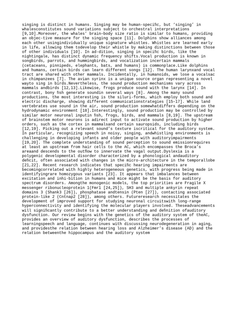 Auditory Systems and Sound Production | PDF | Auditory System | Mammals