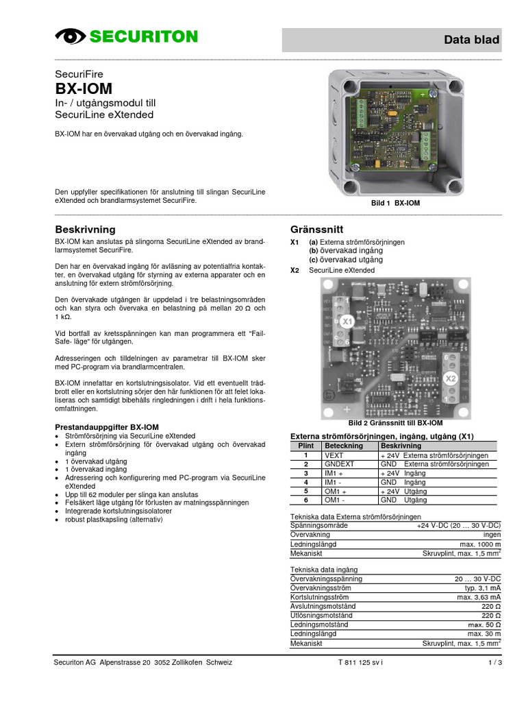 BX IOM DS T811125sv I | PDF