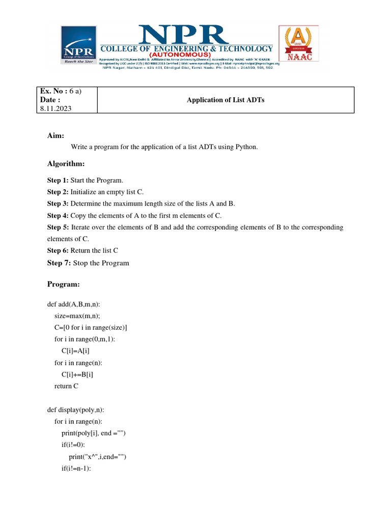 Dsa Lab Experiments 6 A 6 B And 6 C Pdf Algorithms Software Engineering