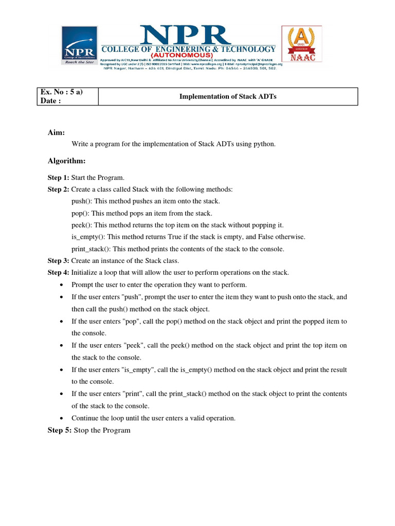 Dsa Lab Experiments 5 A And 5 B Pdf Queue Abstract Data Type Programming Paradigms