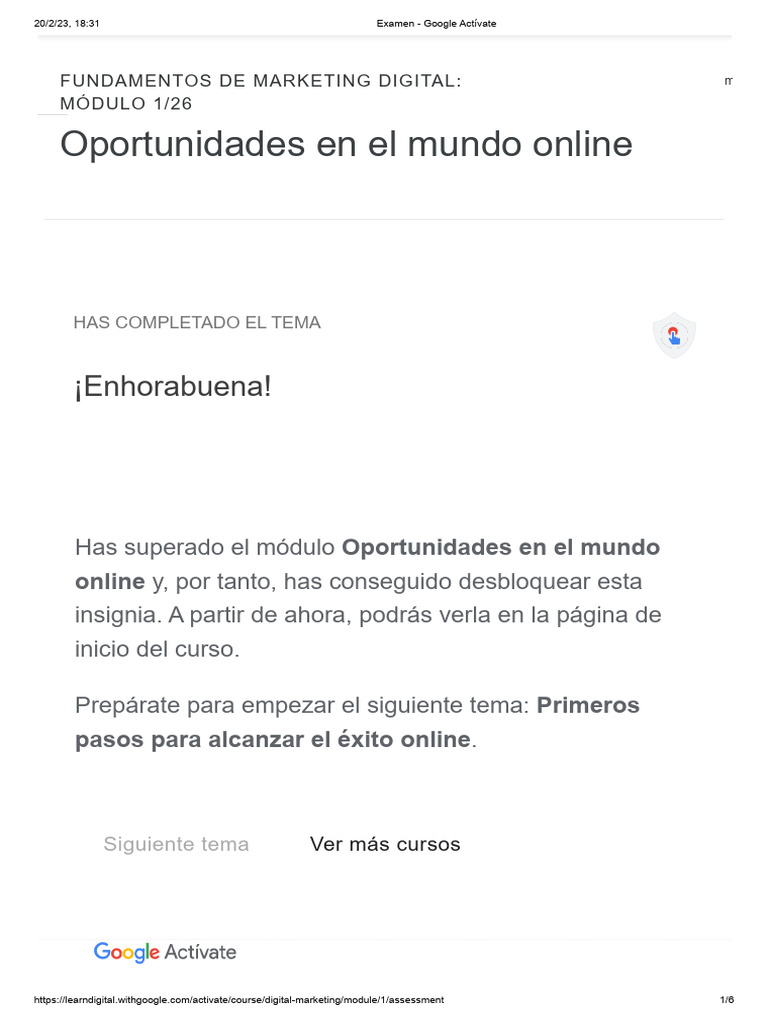 Examen - Google Actívate - Marketing Digital 1-2 | PDF | Publicidad ...