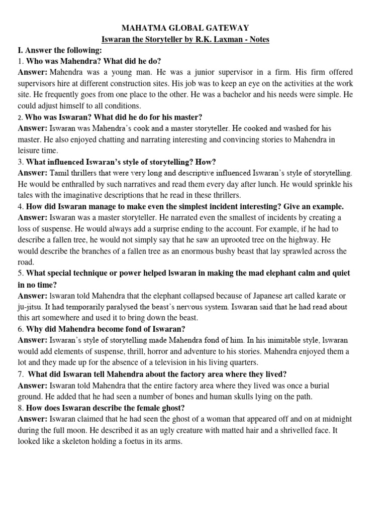 Iswaran: Master Storyteller Insights | PDF | Ghosts