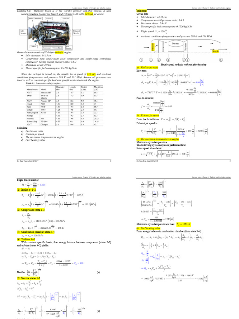 Turbojet Engine Characteristics and Calculations | PDF | Jet Engine | Gases