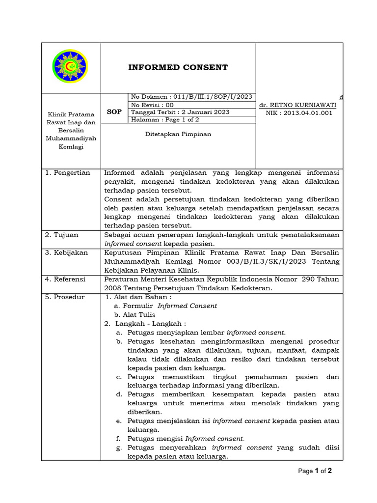 SOP INFORMED CONSENT Fix | PDF