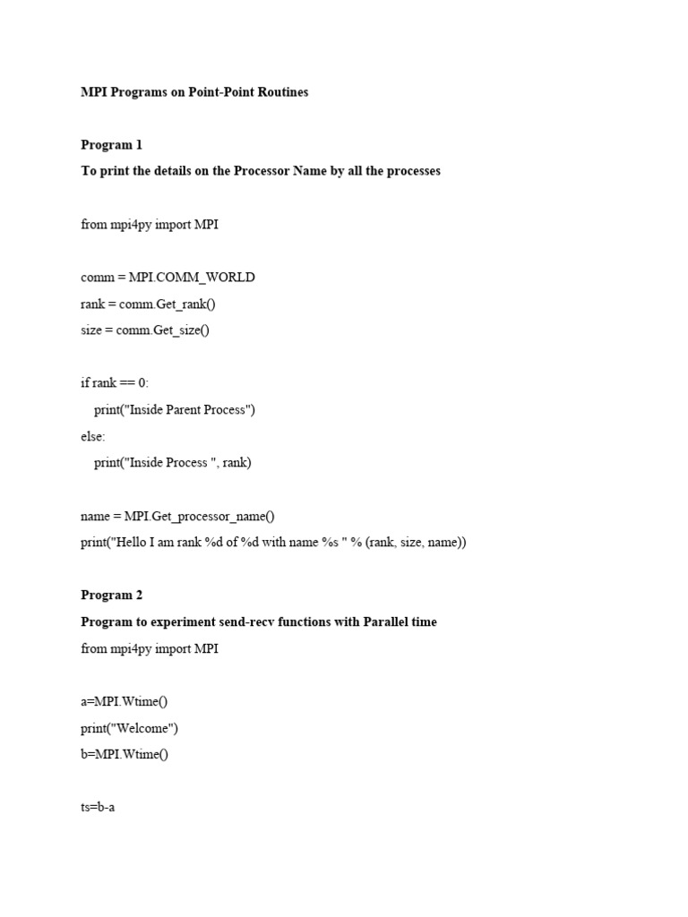Mpi Lab 2 Document Pdf Message Passing Interface Digital Technology