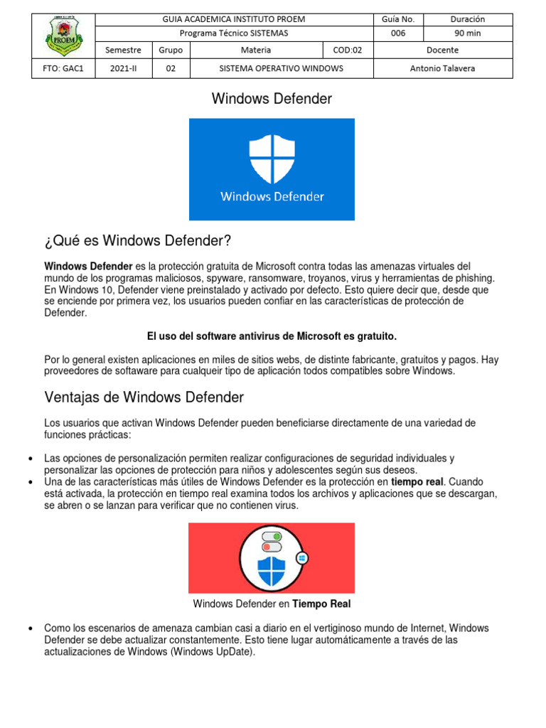 Guía de Windows Defender: Protección Efectiva | PDF | Microsoft Windows | Software