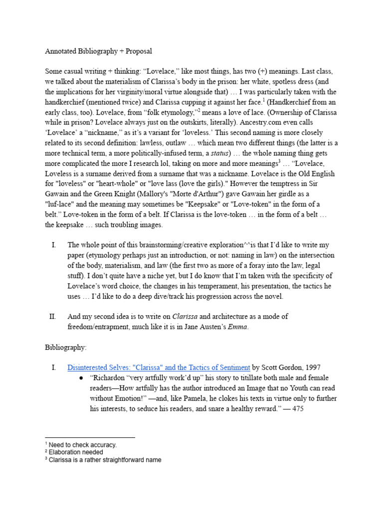 Annotated Bibliography + Proposal | PDF | Clarissa