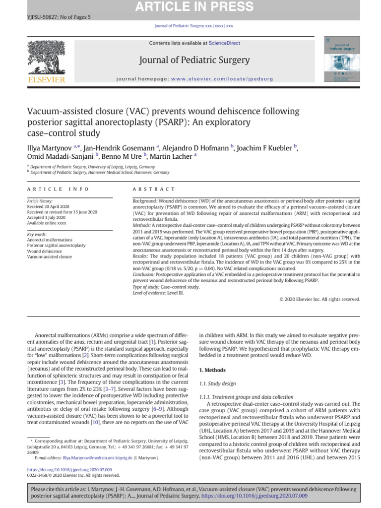 Vacuum-assisted closure (VAC) prevents wound dehiscence following ...