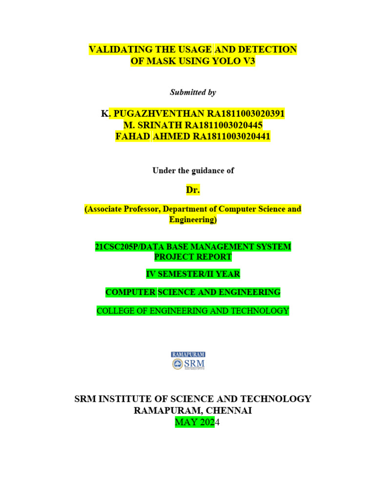 DBMS-Sample Front Pages | PDF | Engineering | Academia