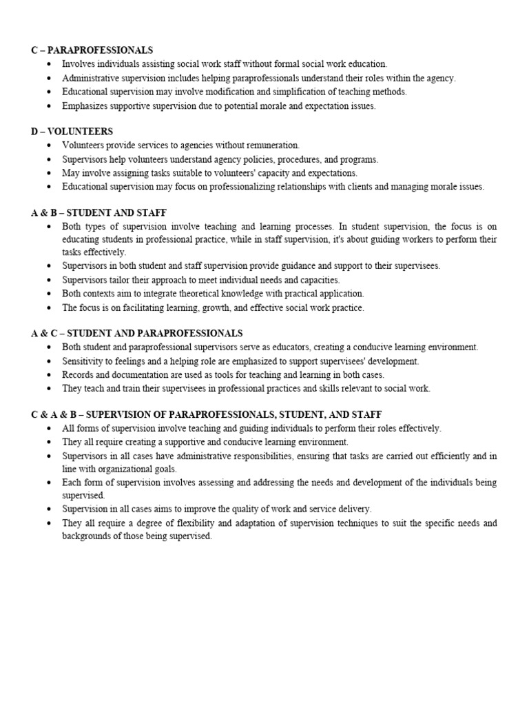 Supervision in Social Work Roles | PDF | Social Work | Volunteering
