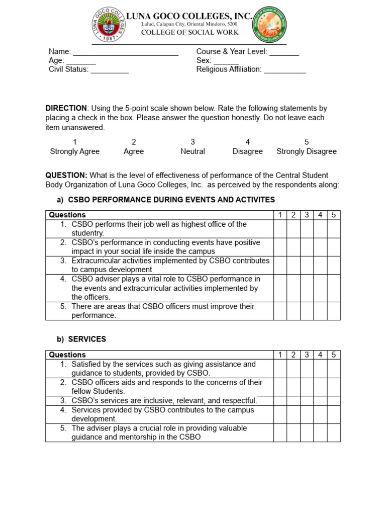 Survey Questionnaire | PDF | Social Psychology | Psychology
