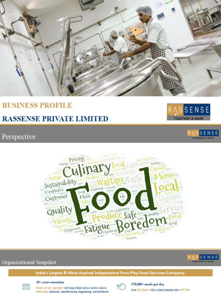 Rassense Pvt Ltd: Food Service Excellence | PDF | Chef | Culinary Arts