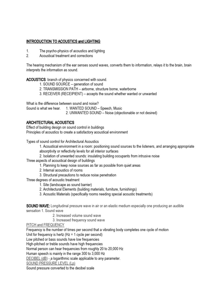 Introduction To Acoustics and Lighting | PDF | Sound | Acoustics