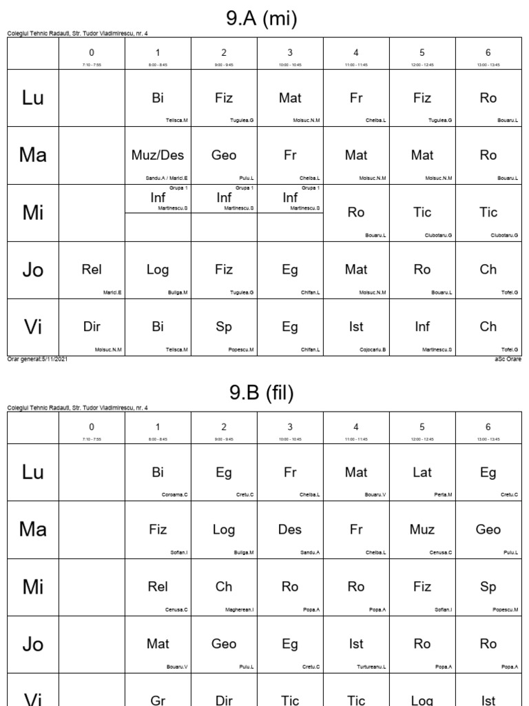 Orar 14 AM Elevi | PDF