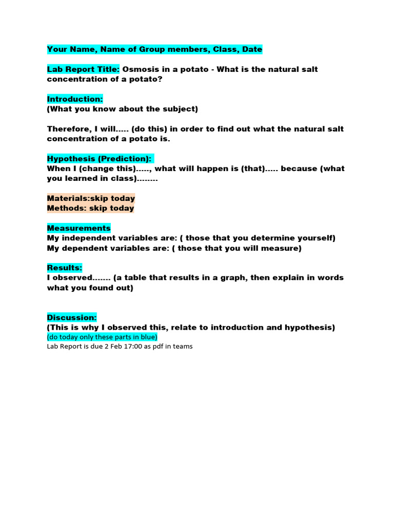 Bio Lap Report Osmosis | PDF