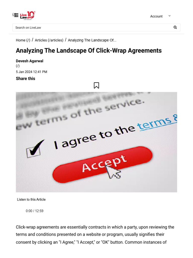 Analyzing The Landscape of Click-Wrap Agreements | PDF | Terms Of ...