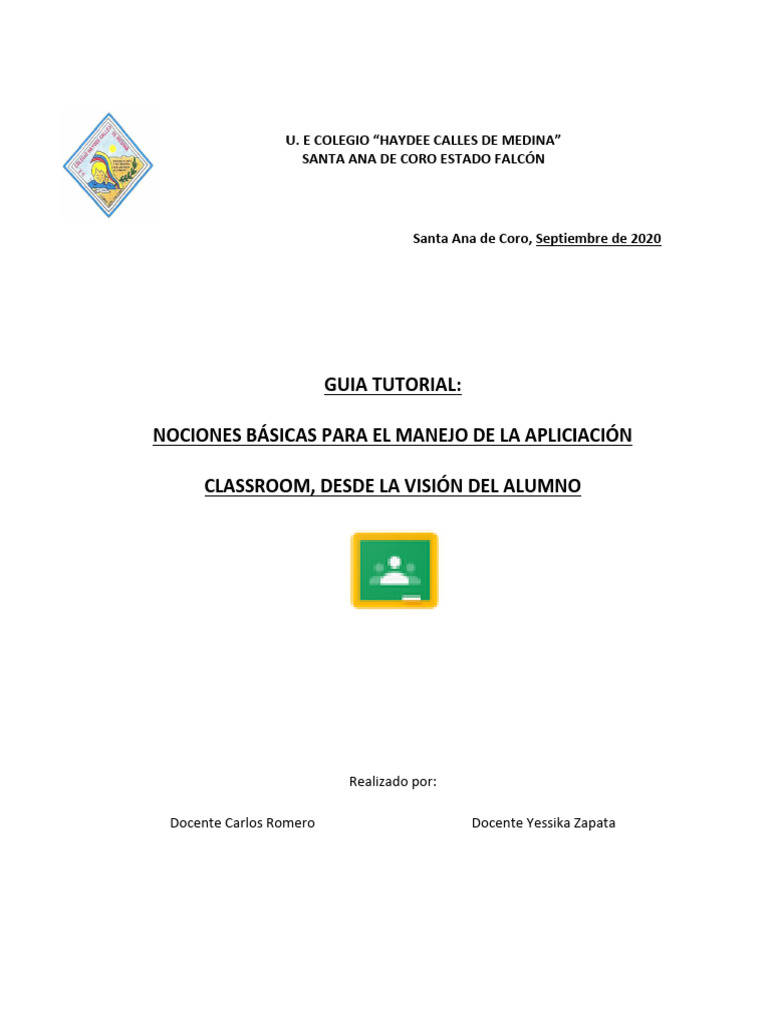 Guia Tutorial Classroom-Alumnos | PDF | Archivo de computadora | Salón de clases