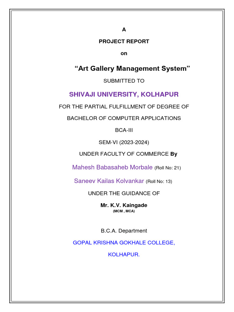 Art Gallery Management System Report | PDF | Information | Sales