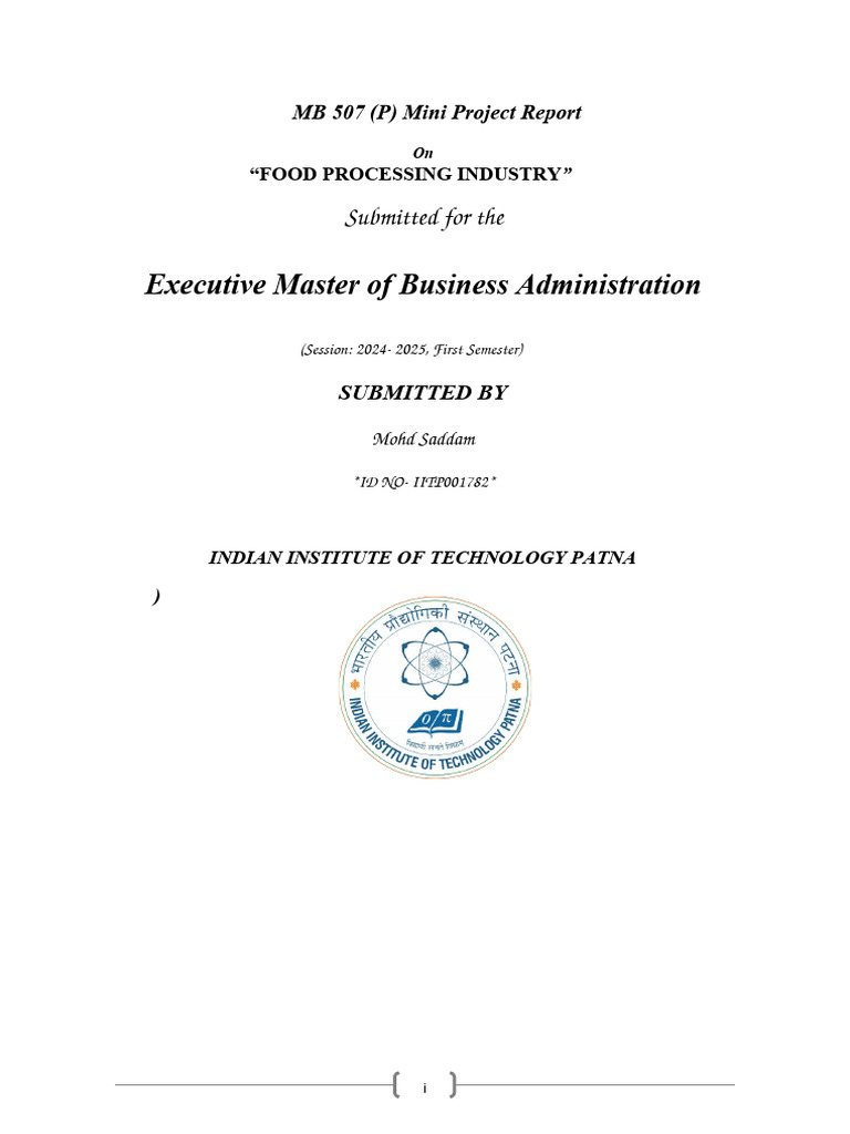 EMBA Report: India's Food Processing | PDF | Agriculture