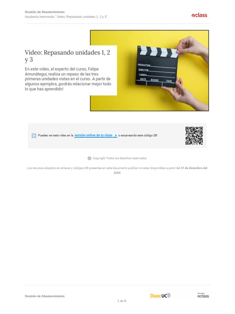 Gestion de Abastecimiento Ayudantia Intermedia Video Repasando Unidades 1 2 y 3 | PDF ...