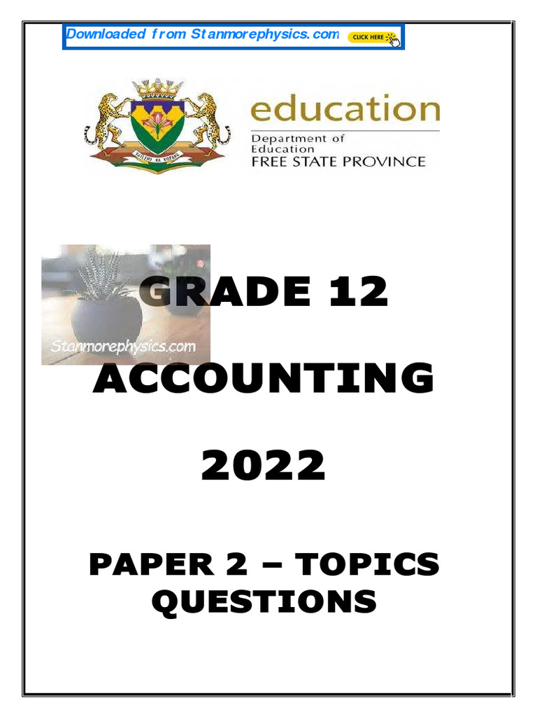 FS Accounting REVISION 2022 Grade 12 Paper 2 | Download Free PDF ...