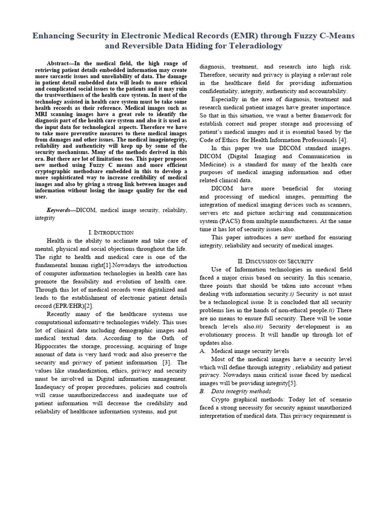 Enhancing Security in Electronic Medical Records (EMR) Through Fuzzy C ...
