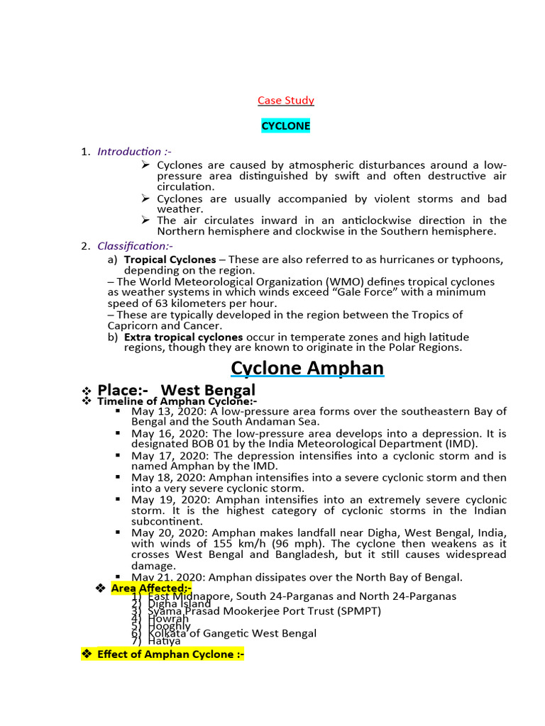 Cyclone Amphan: A Case Study | PDF | Tropical Cyclones | Cyclone